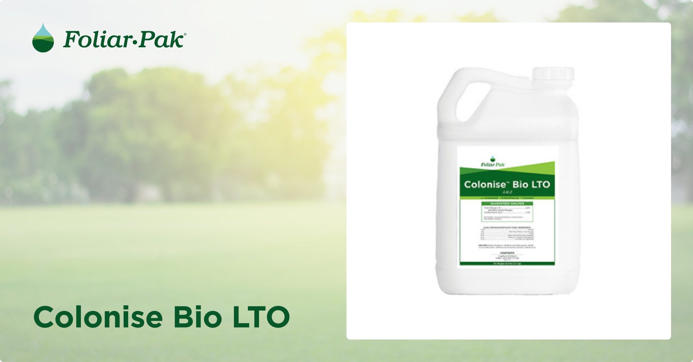 Foliar-Pak Colonise Bio LTO Product Information | Foliar-Pak